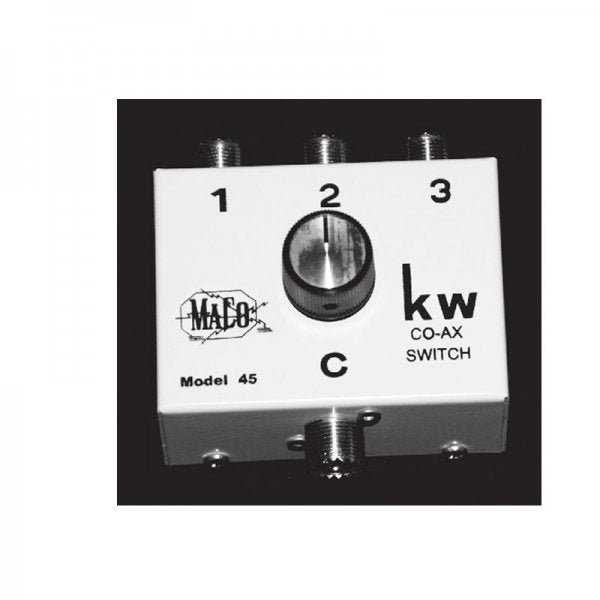 Maco 45-3: Coaxiale Switchbox met Space Age Linear Rotary Switch – Deltron