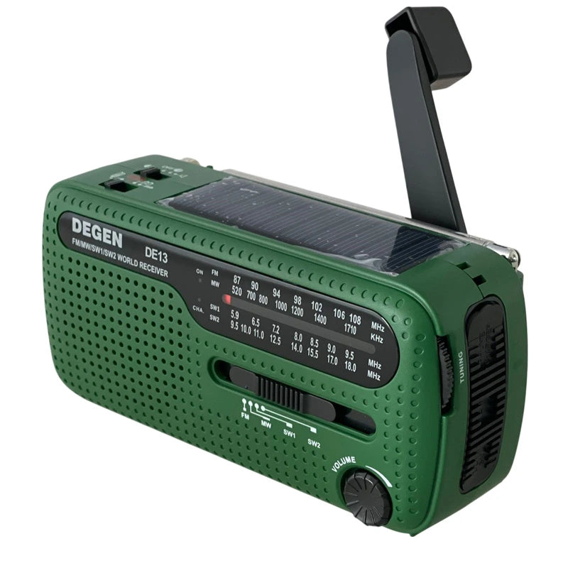 Degen DE13DSP: Noodradio met zonnepaneel en handslinger | Deltron