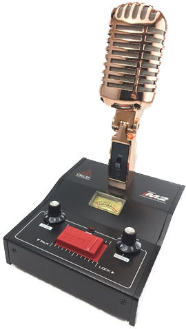 Delta M2 amplified table microphone in gold, chrome or gun metal – Deltron