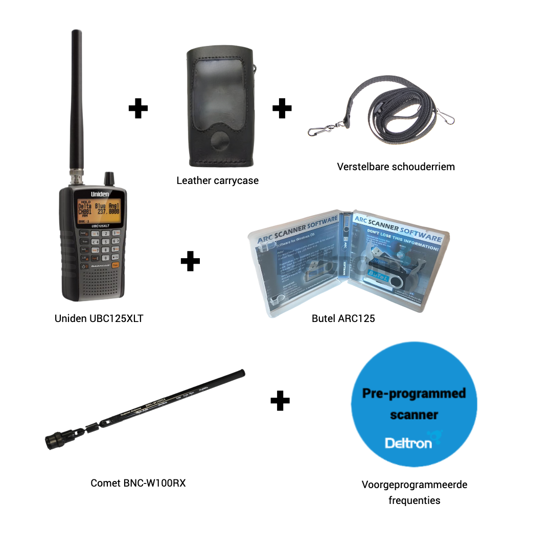 Uniden UBC125XLT Scanner Set PRG + Pouch + Strap + Antenna + Software ...